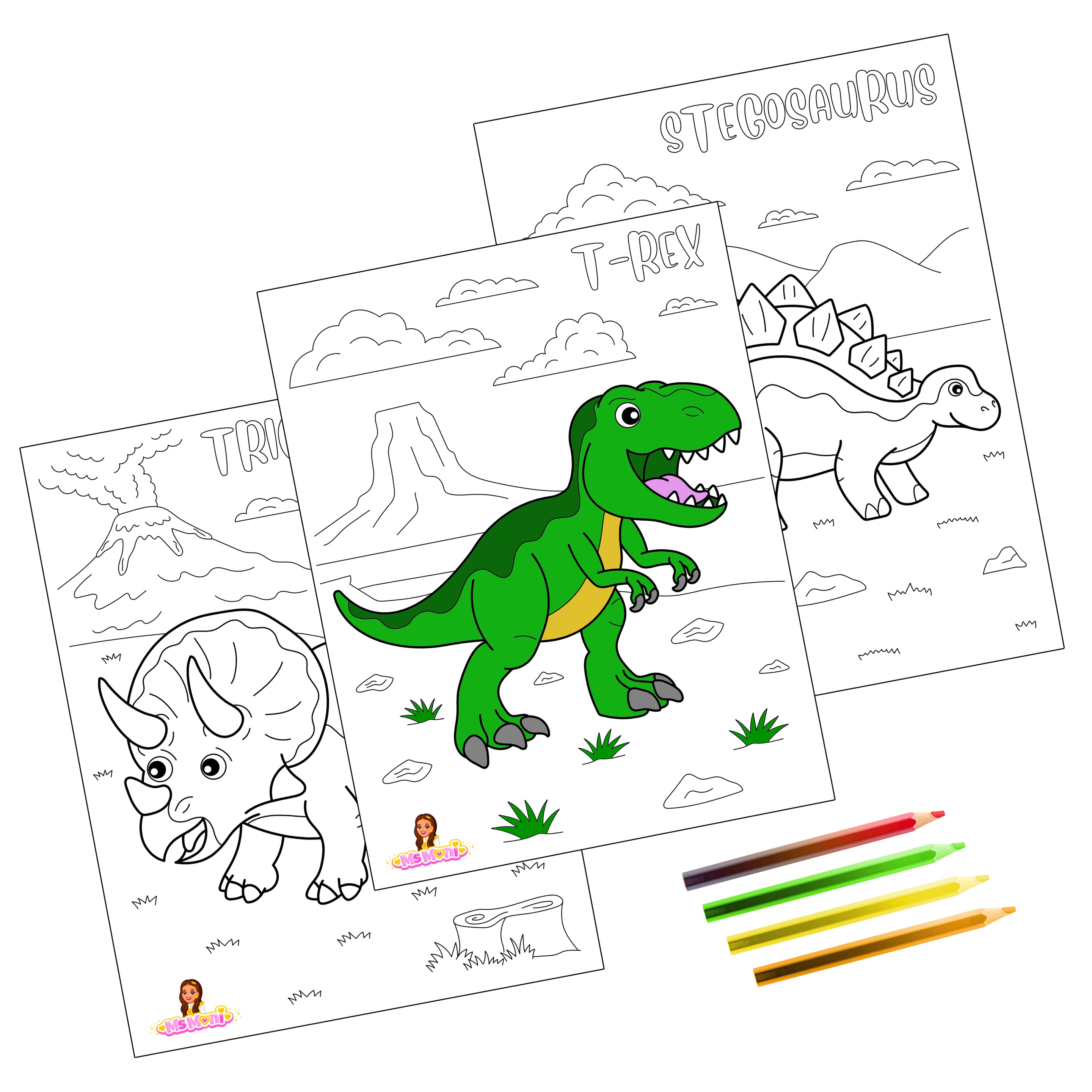 Dinosaur Colouring Sheets (Printable) – Ms Moni